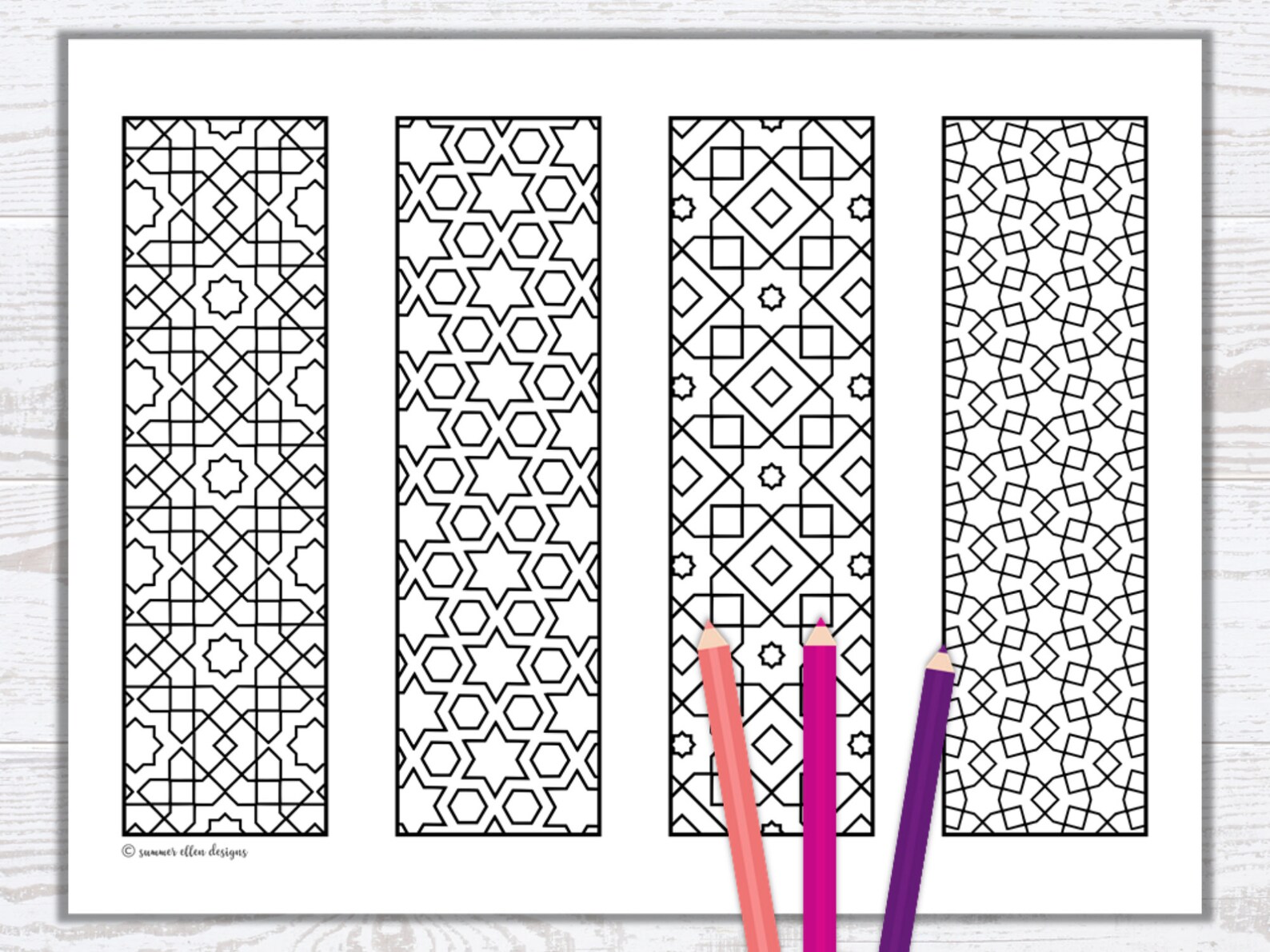 Islamic Geometric Coloring Bookmarks: Ramadan Crafts (PDF Digital ...