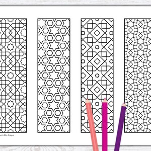 Coloring Bookmarks - Geometric Bookmarks - Adult Coloring Page ...