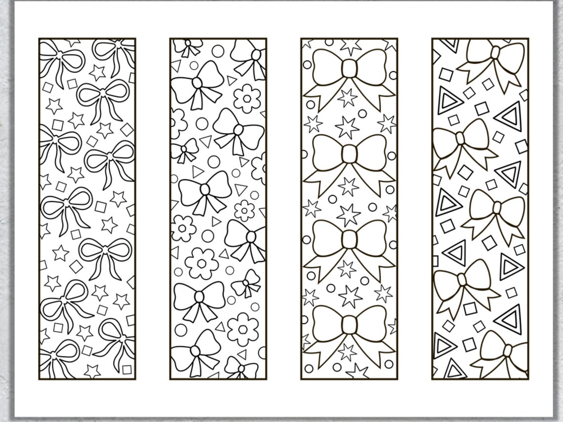 Coloring Bookmarks Bow Coloring Page Cute Bookmarks to Color Kids ...