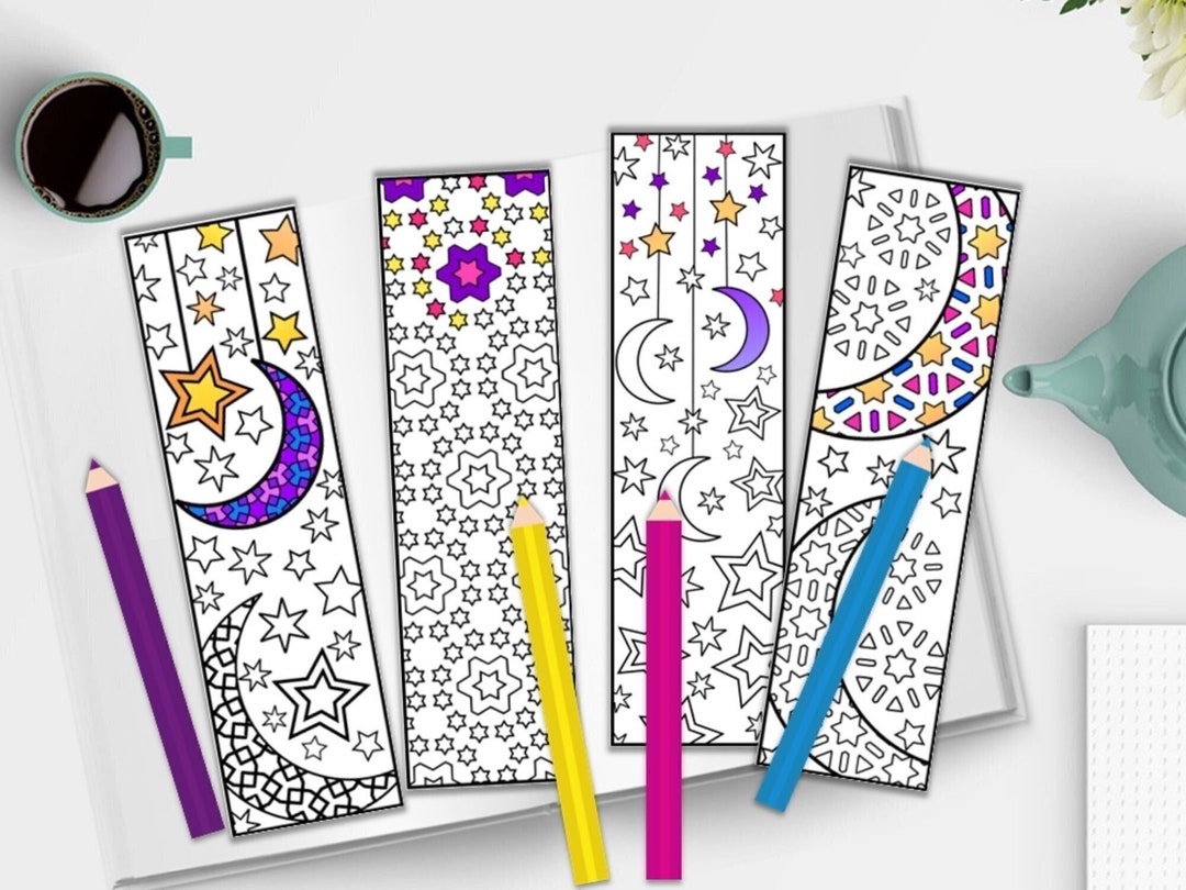 Coloring Bookmarks - Moon and Stars Coloring Page - Coloring Sheets for ...