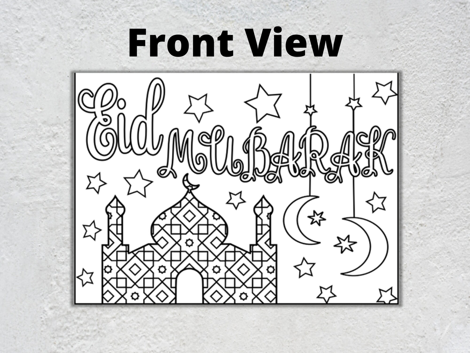 Eid Mubarak Coloring Card Islamic Coloring Page for Eid With - Etsy