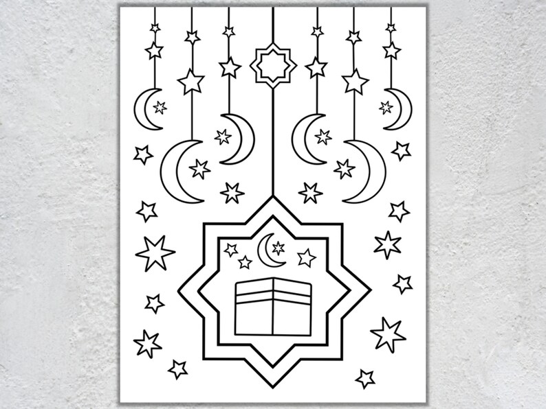 Kaaba Coloring Pages: Islamic Geometric Art, Ramadan Activity (PDF ...