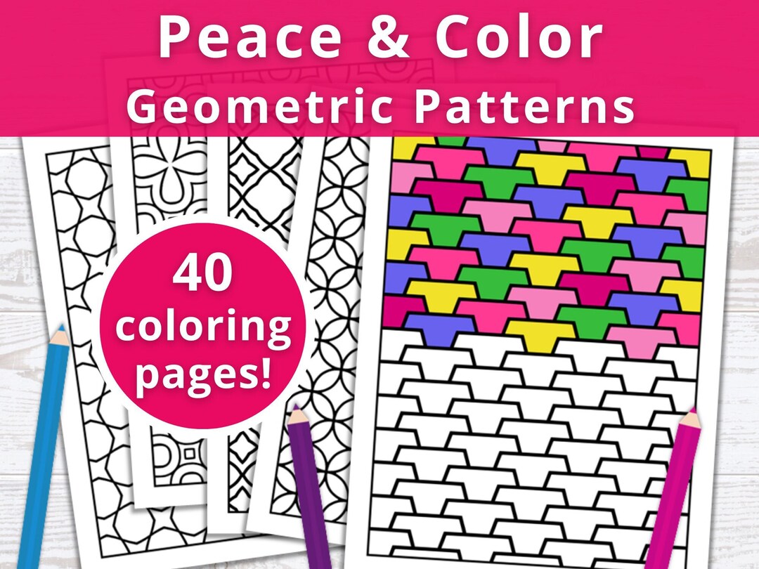 40 Geometric Pattern Coloring Pages: Stress Relief for Adults (PDF ...