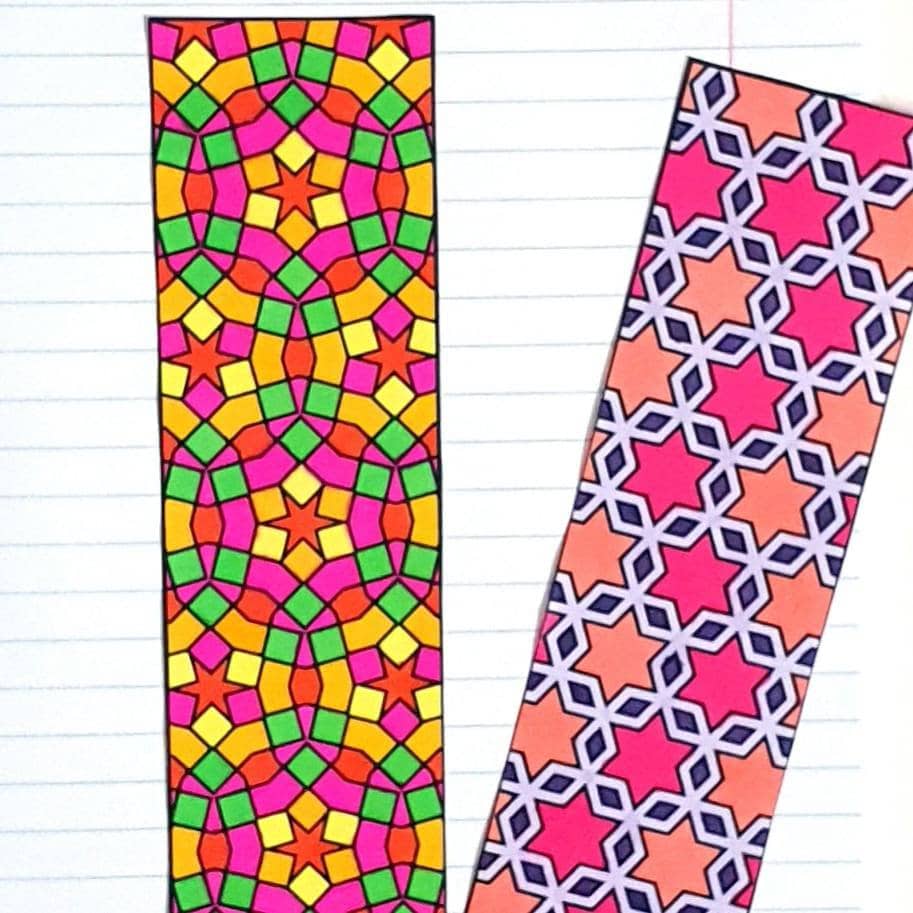Geometric Coloring Bookmarks: Relaxing Designs, Printable PDF (set of ...