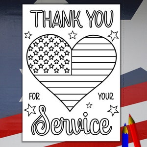 Veterans Day Coloring Card: Thank You Veteran - Kids Craft (PDF Instant ...