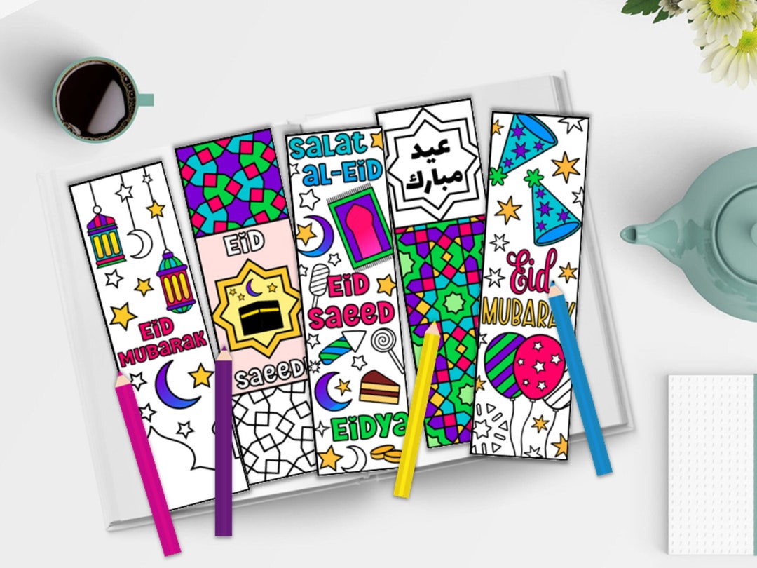 Eid Mubarak Coloring Bookmarks: Islamic Designs for Kids (printable PDF ...