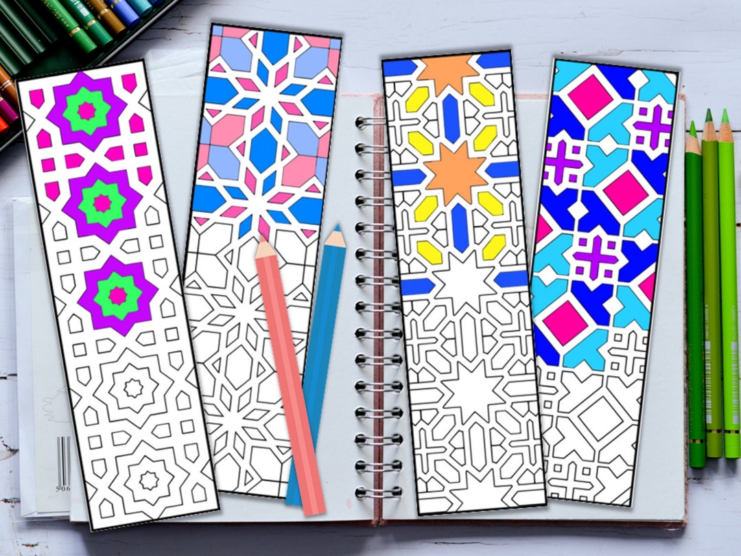 Coloring Bookmarks - Printable Bookmarks to Color Geometric Designs ...