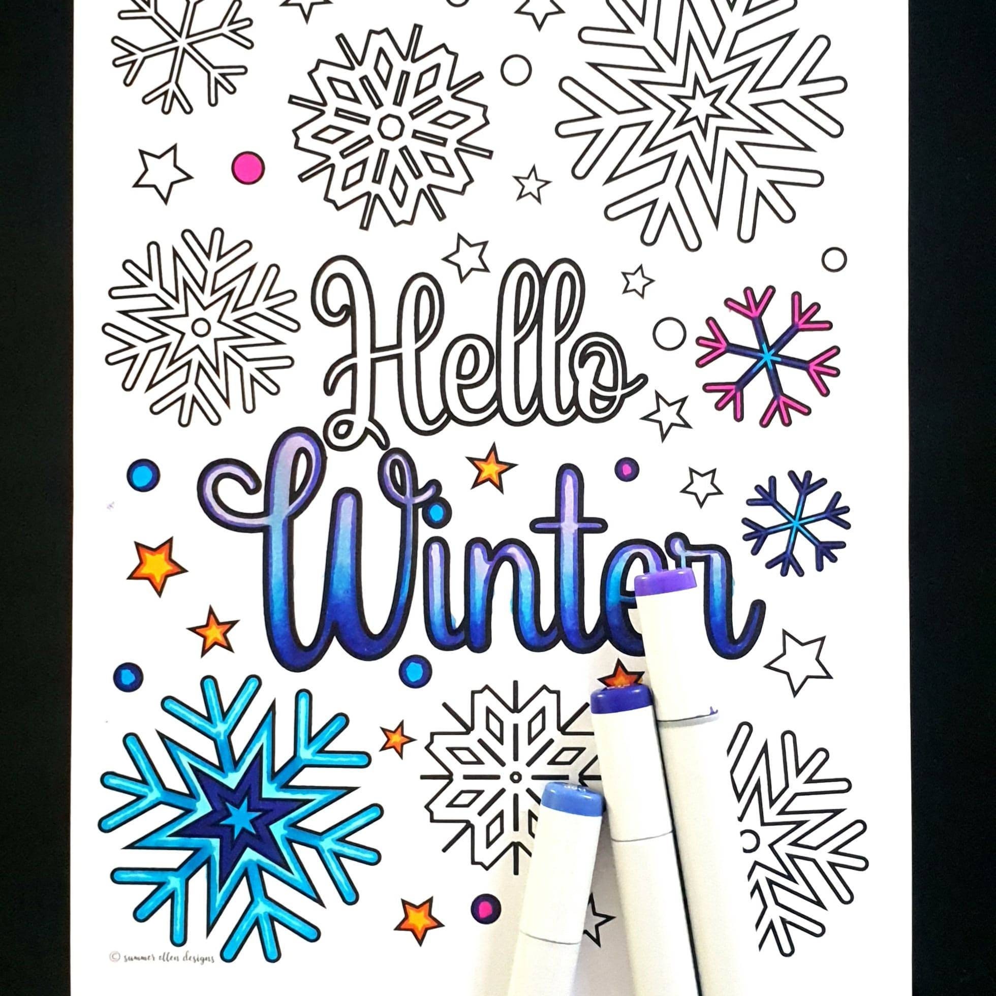 Hello Winter Snowflake Coloring Page Winter Holiday Activities Xmas ...