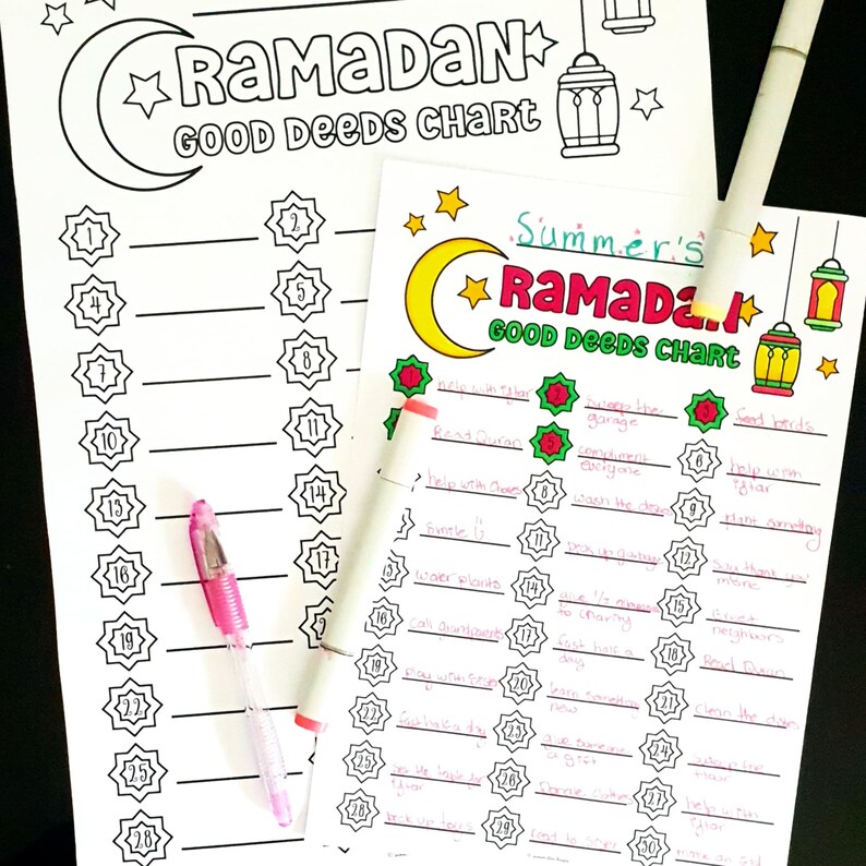 CUSTOMIZABLE Ramadan Good Deeds Chart Printable Ramadan Tracker and ...