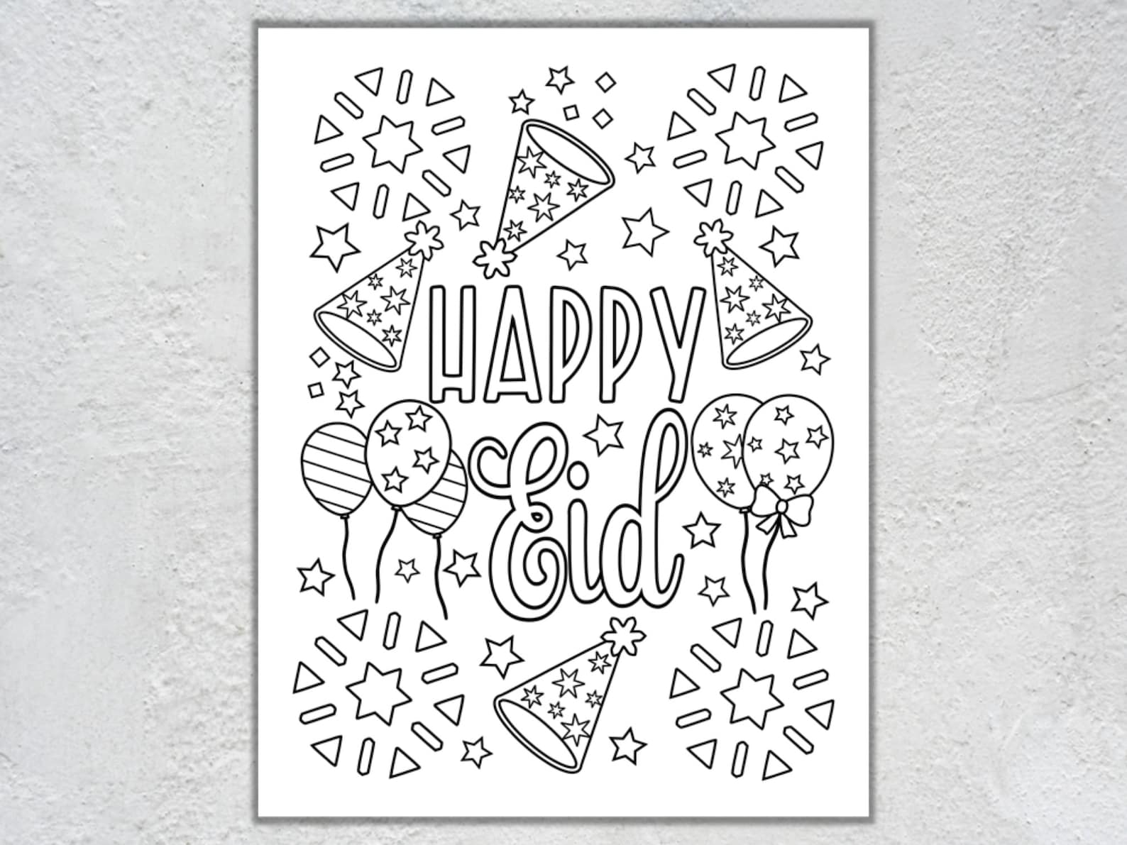 Happy Eid Coloring Page Kids Eid Activity for Ramadan Cute Kids ...