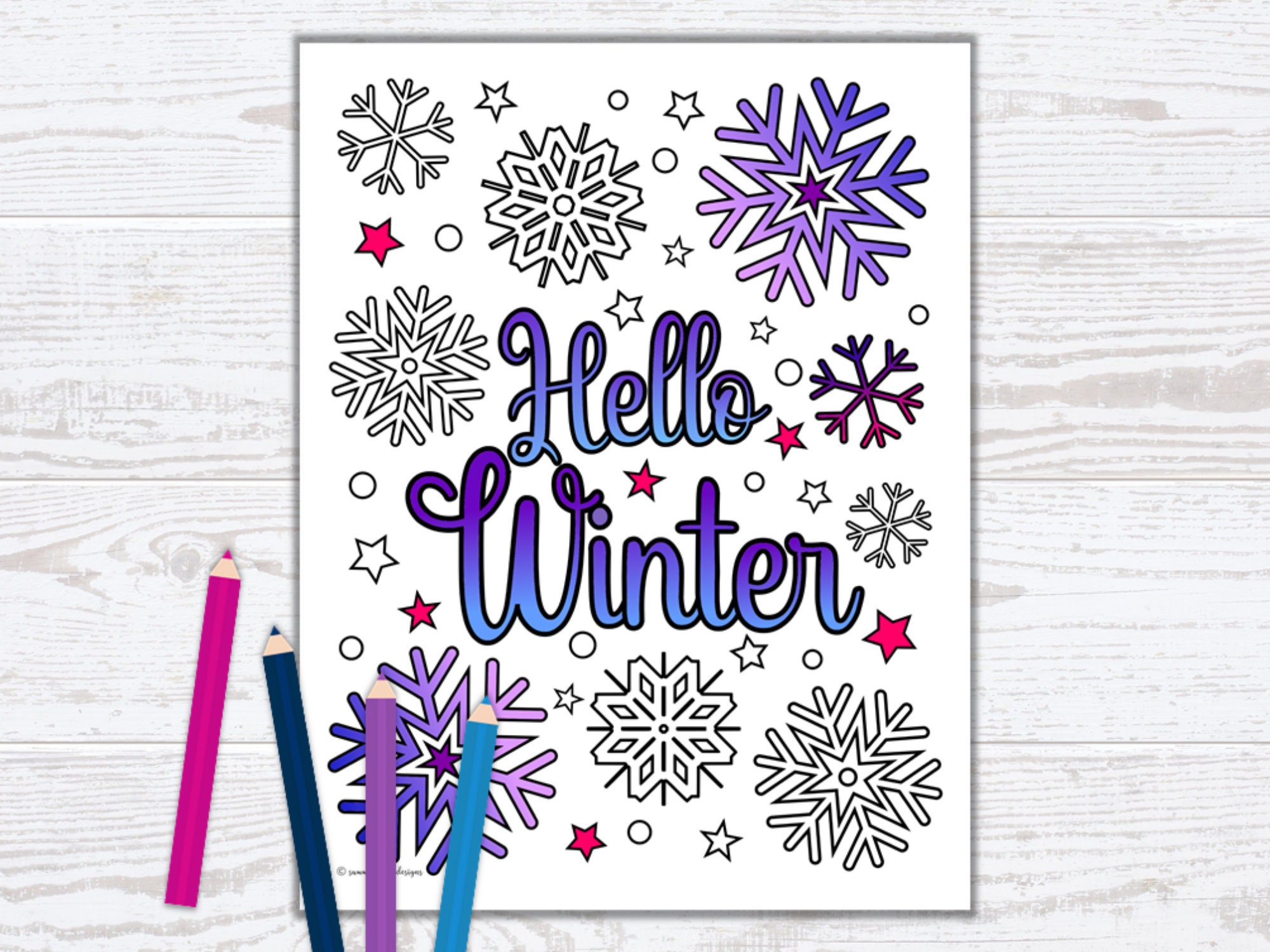 Hello Winter Snowflake Coloring Page Winter Holiday Activities Xmas ...