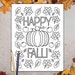 Happy Fall Coloring Page: Pumpkin & Autumn Leaves (PDF Download) - Etsy