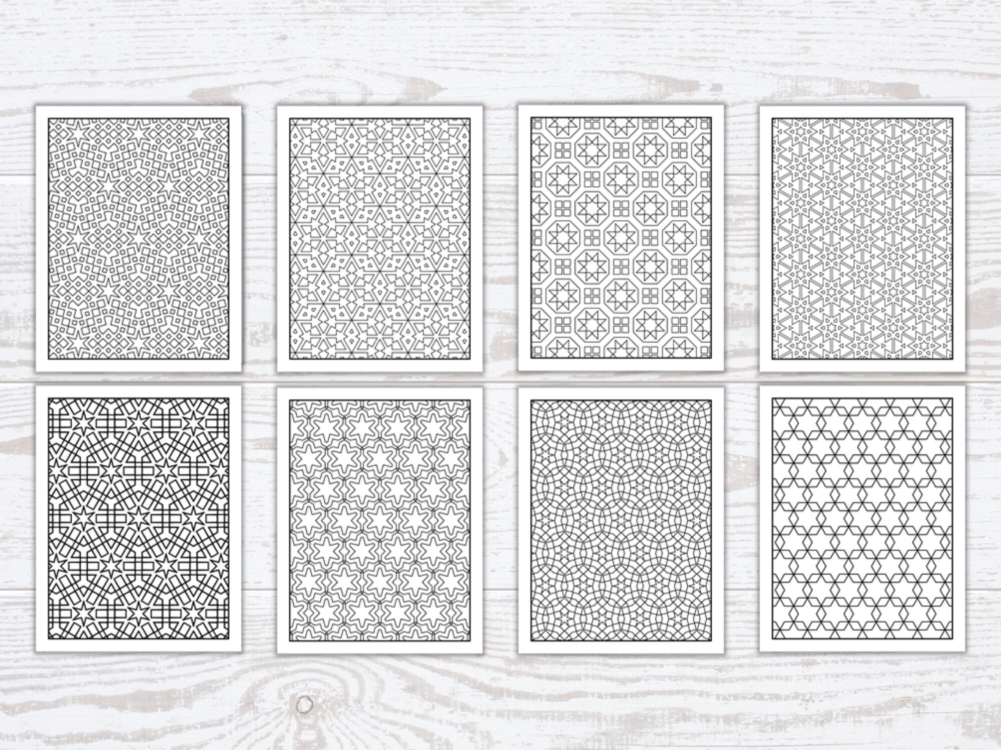 Star Pattern Coloring Pages Geometric Star Coloring Pages - Etsy