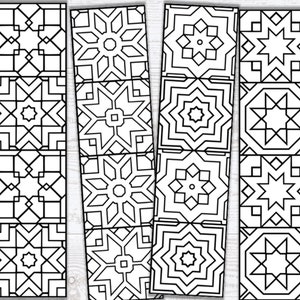 Mosaic Tile Patterns Coloring Bookmarks - Geometric Coloring ...