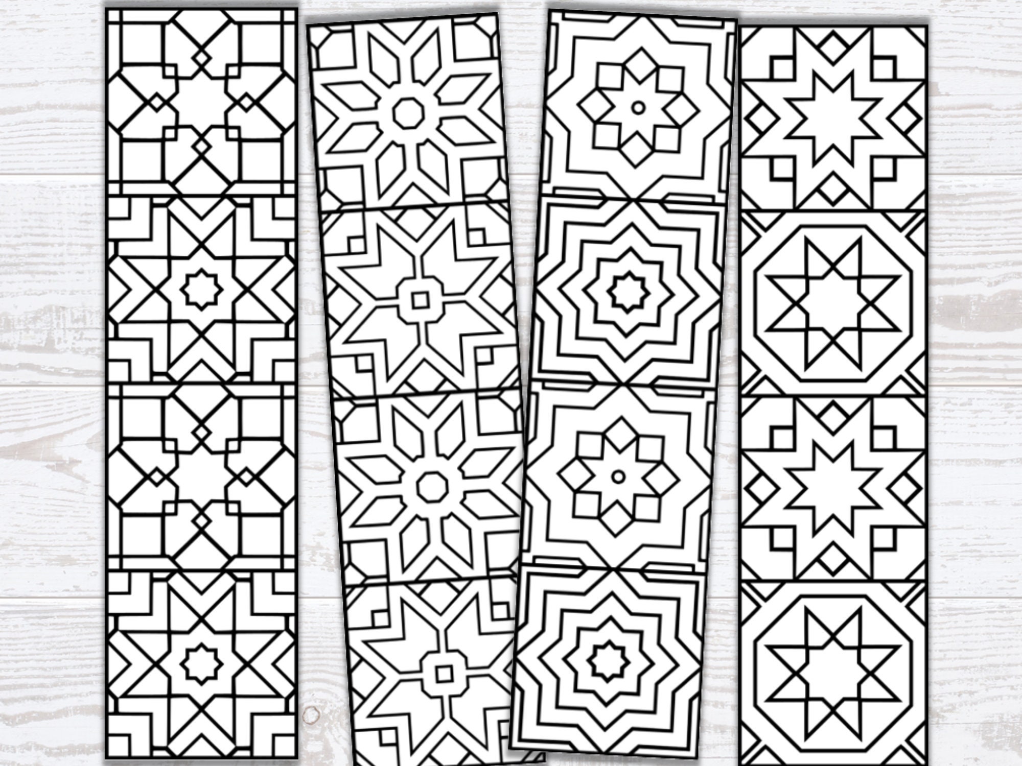 Mosaic Tile Patterns Coloring Bookmarks Geometric Coloring - Etsy