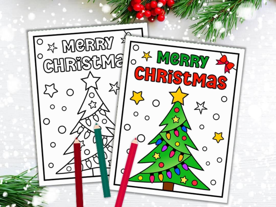 Merry Christmas Greeting Cards to Color - Cute Printable Christmas ...