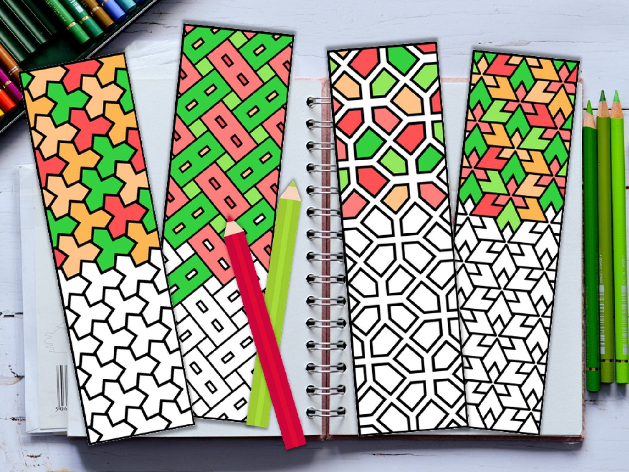Coloring Bookmarks Geometric Patterns for Coloring Bold - Etsy