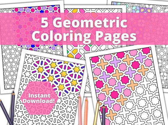 Geometric Coloring Pages Pattern Coloring Pages - Etsy
