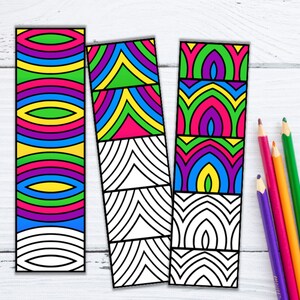 Simple Geometric Pattern Coloring Bookmarks - Minimalist Adult Coloring ...