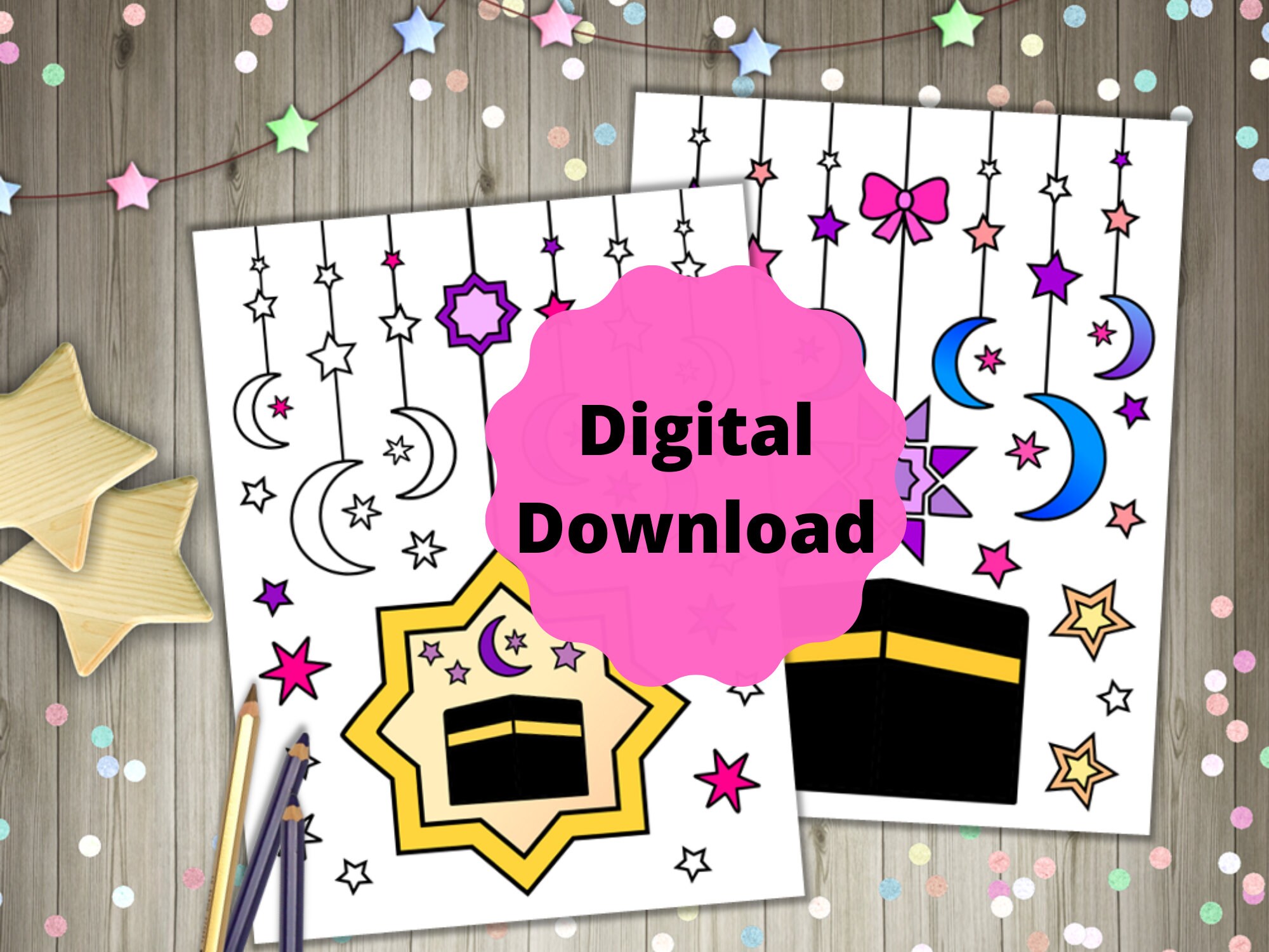 Kaaba Coloring Pages Islamic Design Printable Ramadan - Etsy Hong Kong