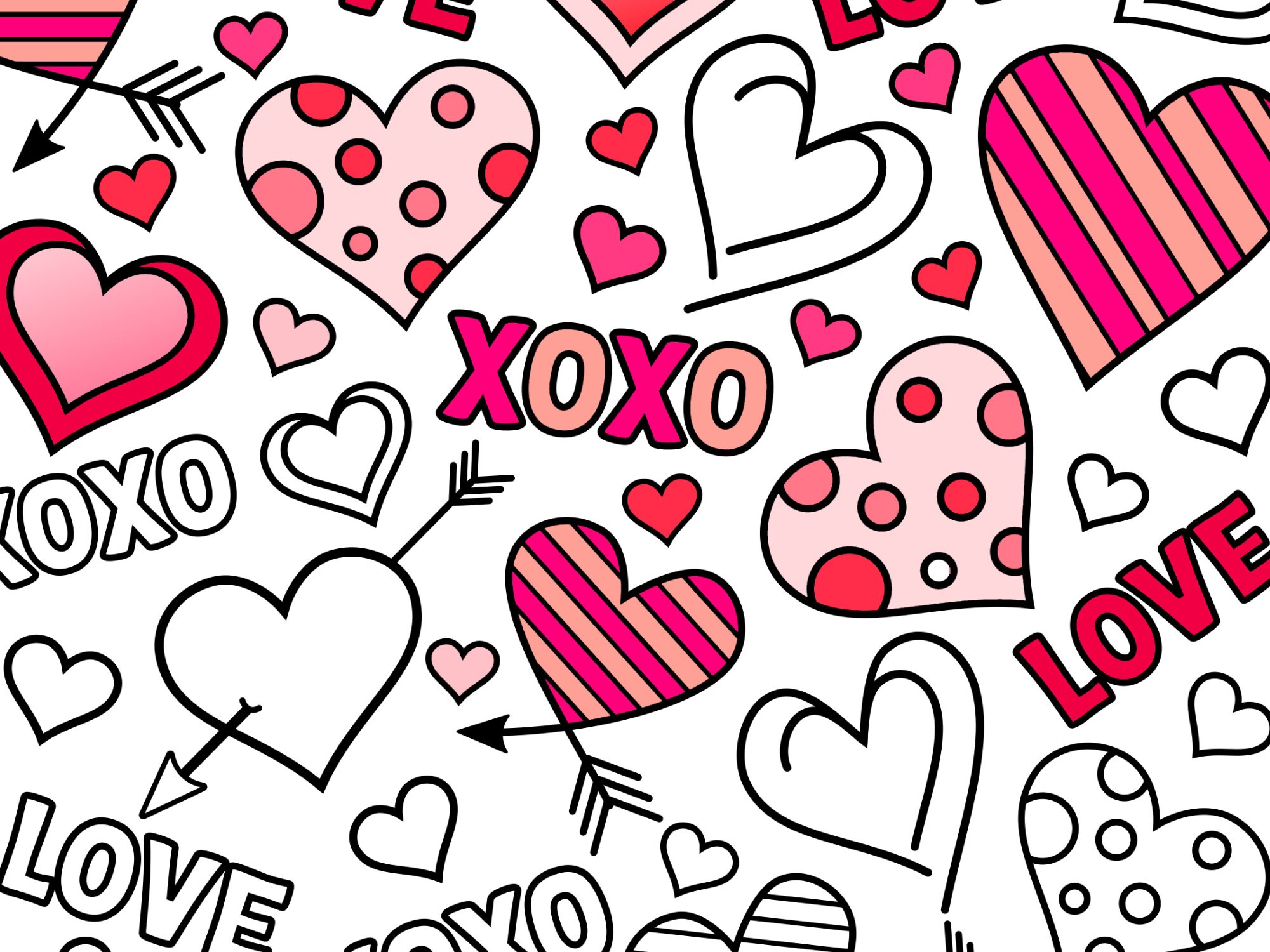 Valentine's Day Heart Coloring Page Love Heart Coloring - Etsy