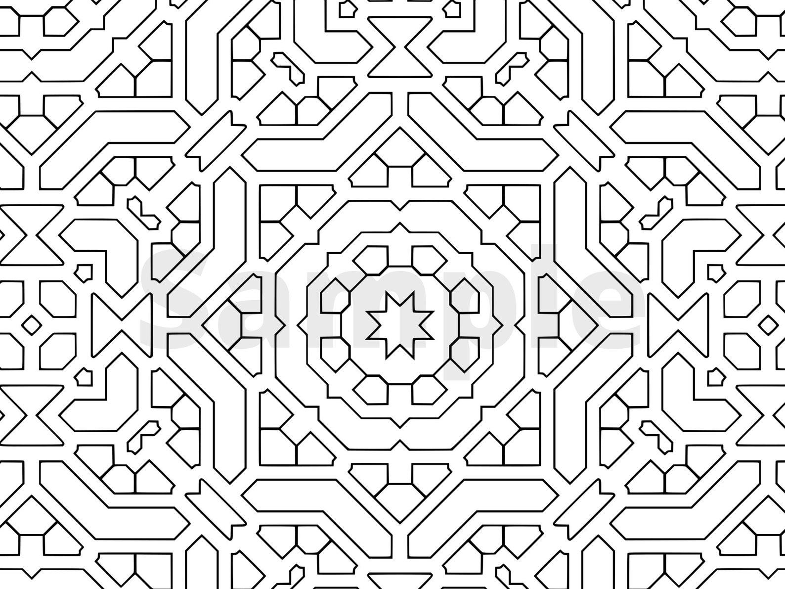Moroccan Tile Coloring Page Arabesque Islamic Pattern | Etsy