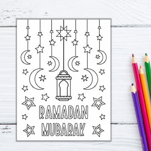 Ramadan Mubarak Coloring Cards - Cute Ramadan Greeting Cards With ...