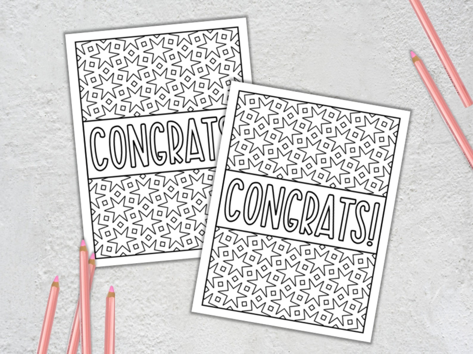 Congratulations Cards to Color Congrats Coloring Pages | Etsy