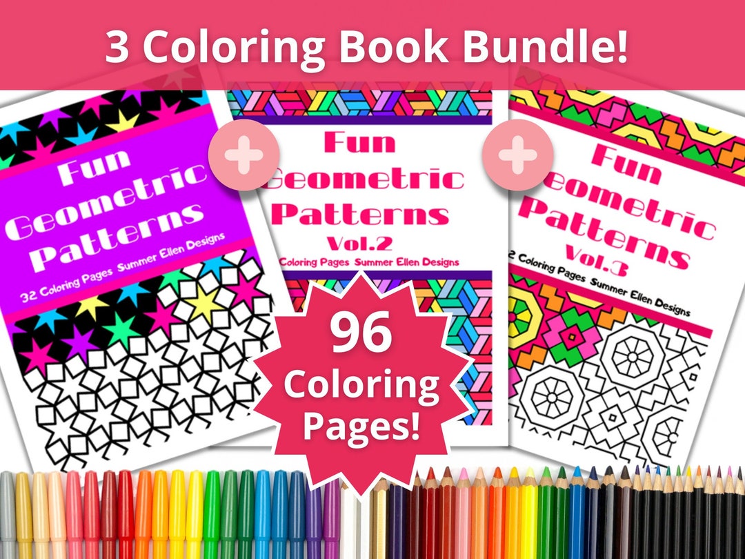 Geometric Coloring Book Bundle - Pattern Coloring - Printable Adult ...