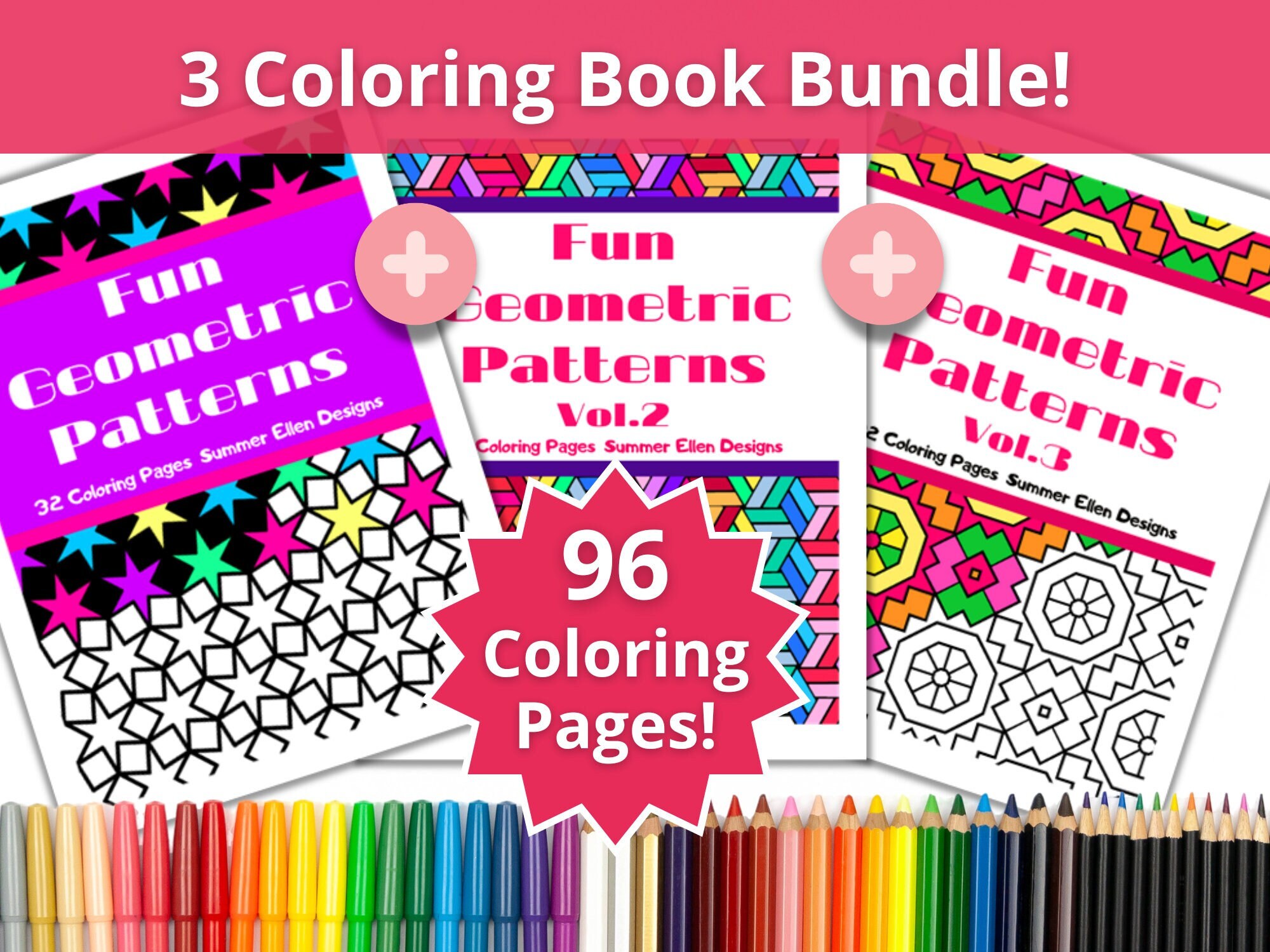 Geometric Coloring Book Bundle Pattern Coloring Printable - Etsy
