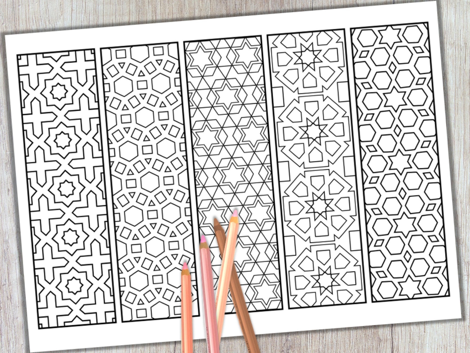Coloring Bookmarks Geometric Bookmarks Adult Coloring Page - Etsy
