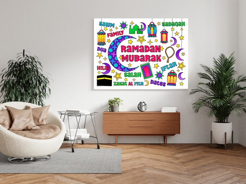 Ramadan Mubarak Giant Coloring Poster DIY Ramadan Decoration for Kids ...