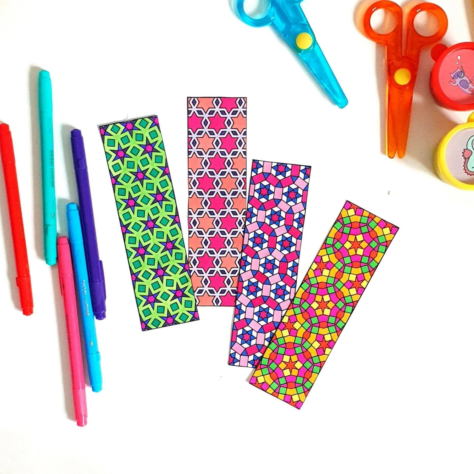 Coloring Bookmarks Printable Bookmarks to Color Geometric - Etsy Canada