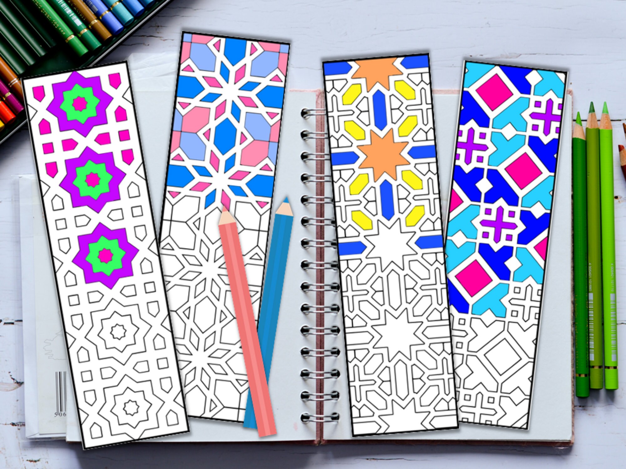 Coloring Bookmarks Geometric Coloring Pages Zen Coloring - Etsy
