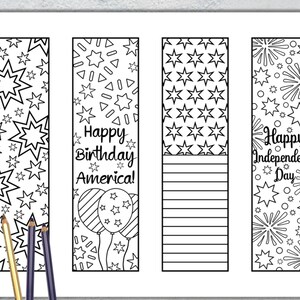 Fourth of July Coloring Bookmarks Printable Bookmarks to | Etsy