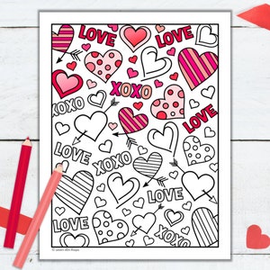 Valentine's Day Heart Coloring Page - Love Heart Coloring Page - Adult ...