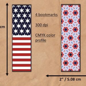 Patriotic American Flag Bookmarks: Set of 4 (digital Download) - Etsy