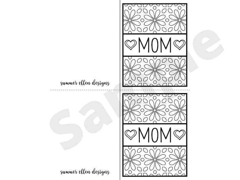Mother's Day Coloring Cards for Mom Mom Coloring Card - Etsy