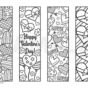 Valentine's Day Coloring Bookmarks - Digital Bookmarks to Color ...