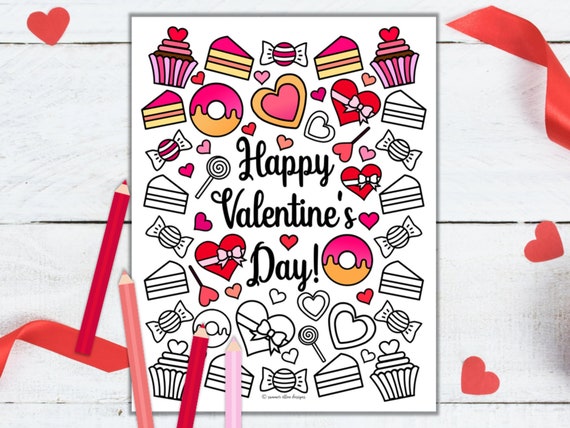 Valentine Heart Candy Coloring Page Valentines Day Coloring Pages