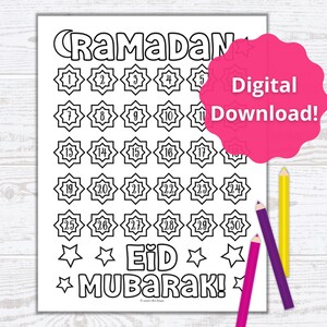 Ramadan Countdown Calendar: Kids' Coloring Activity (PDF Digital ...