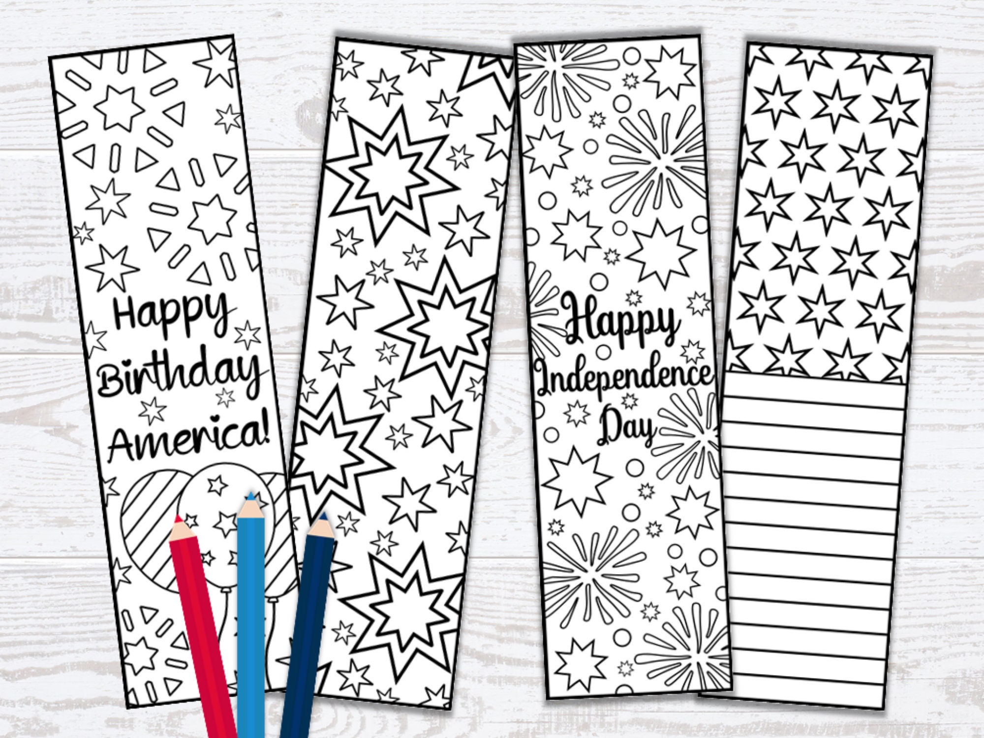 Fourth of July Coloring Bookmarks Printable Bookmarks to - Etsy