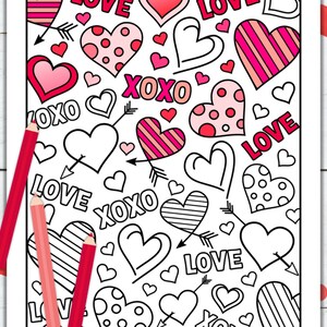 Valentine's Day Heart Coloring Page - Love Heart Coloring Page - Adult ...