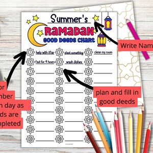 Customizable Ramadan Good Deeds Chart: Kids Coloring Page (digital ...