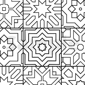 3 Printable Mosaic Tile Coloring Pages - Geometric Coloring Page ...