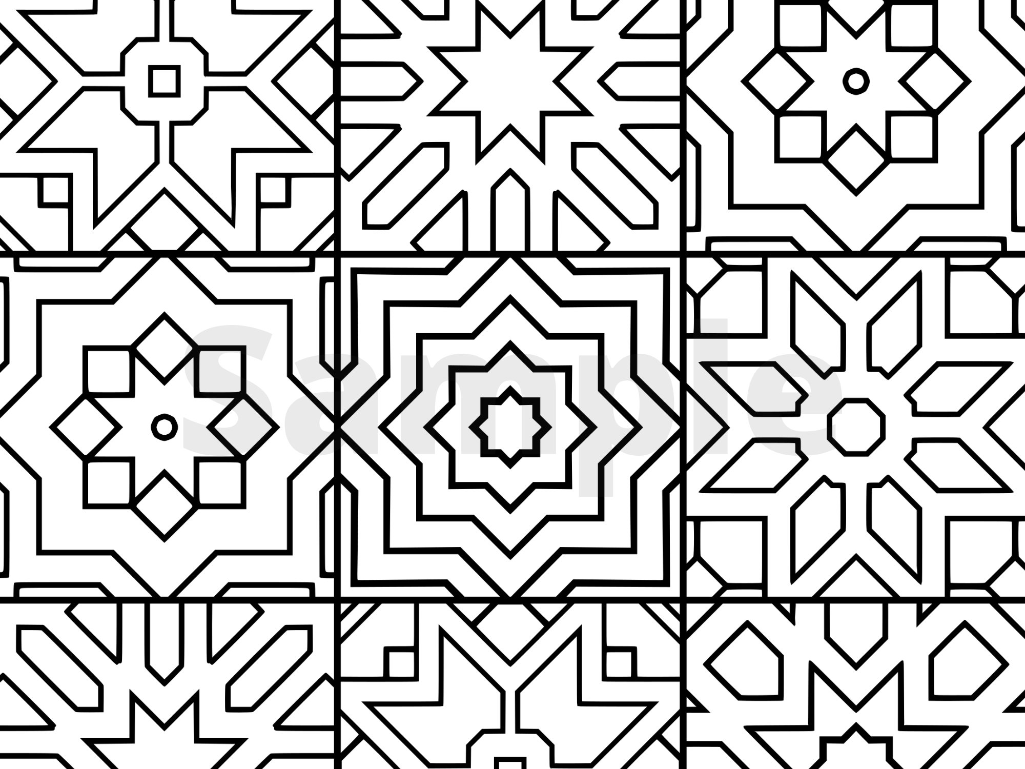Mosaic Tile Coloring Pages Adult Coloring Page Moroccan Tile Zen ...