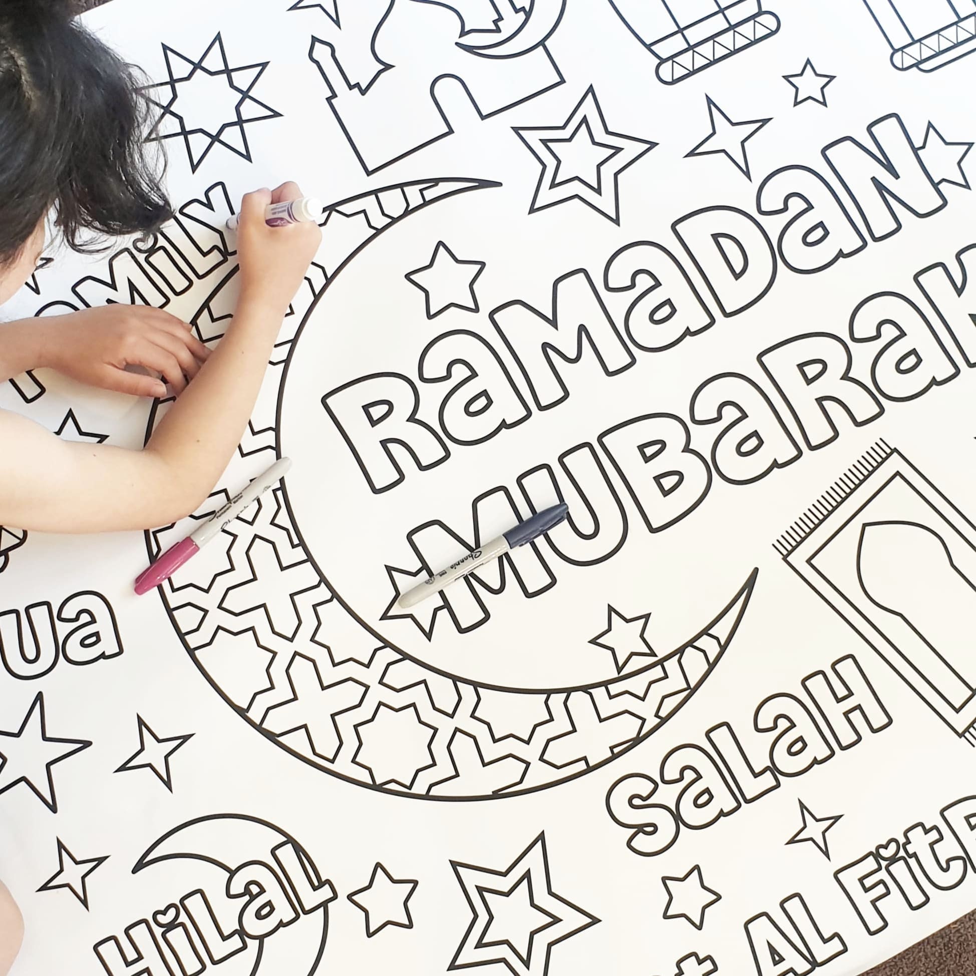 Ramadan Mubarak Giant Coloring Poster DIY Ramadan Decoration for Kids ...
