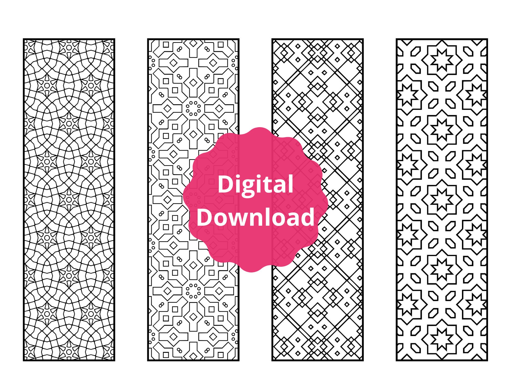 Geometric Coloring Bookmarks: Printable DIY Craft (PDF Digital Download ...