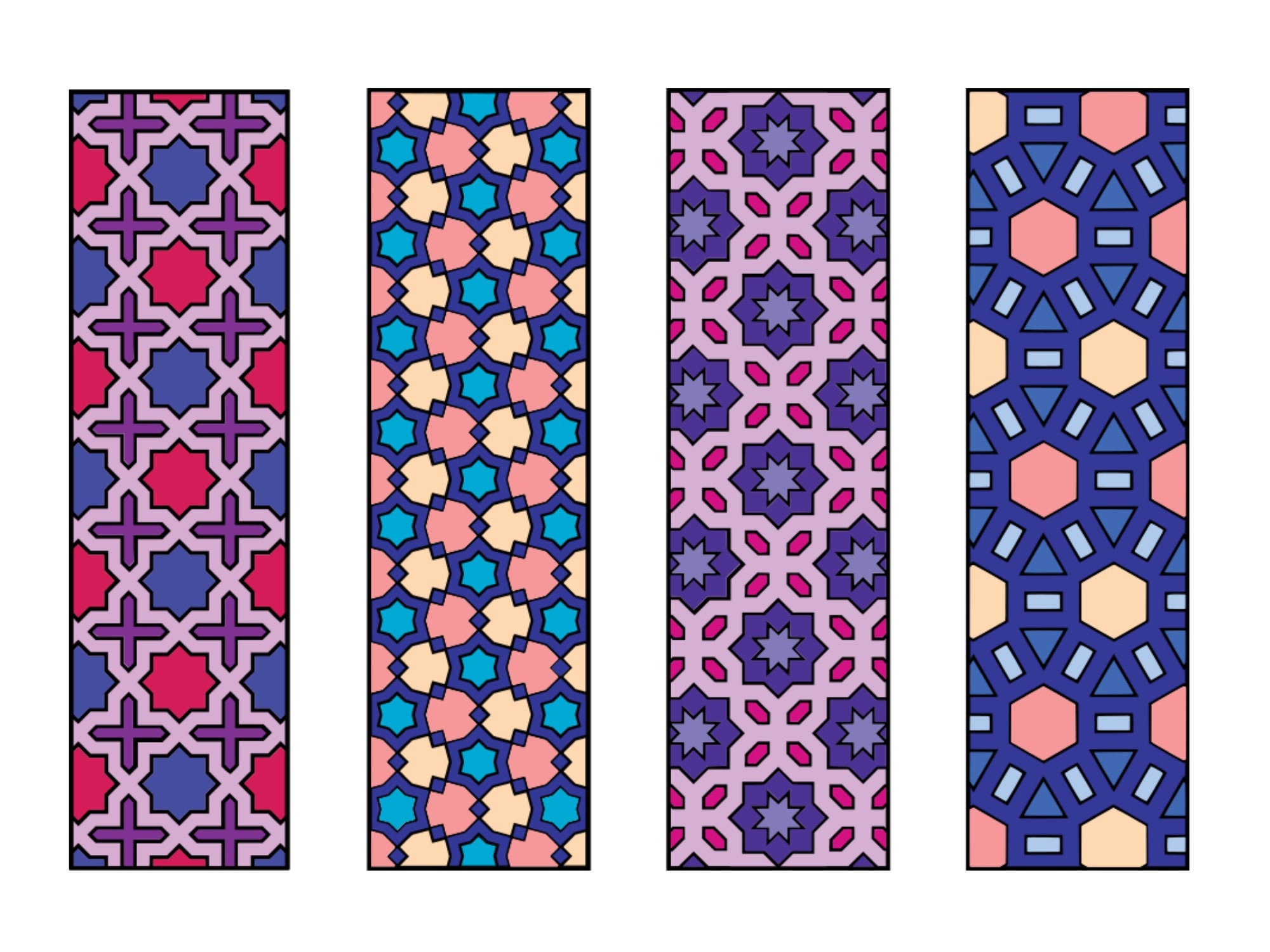 Geometric Pattern Printable Bookmarks islamic Geometric - Etsy
