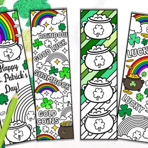 Saint Patrick's Day Coloring Bookmarks - Digital Bookmarks to Color ...